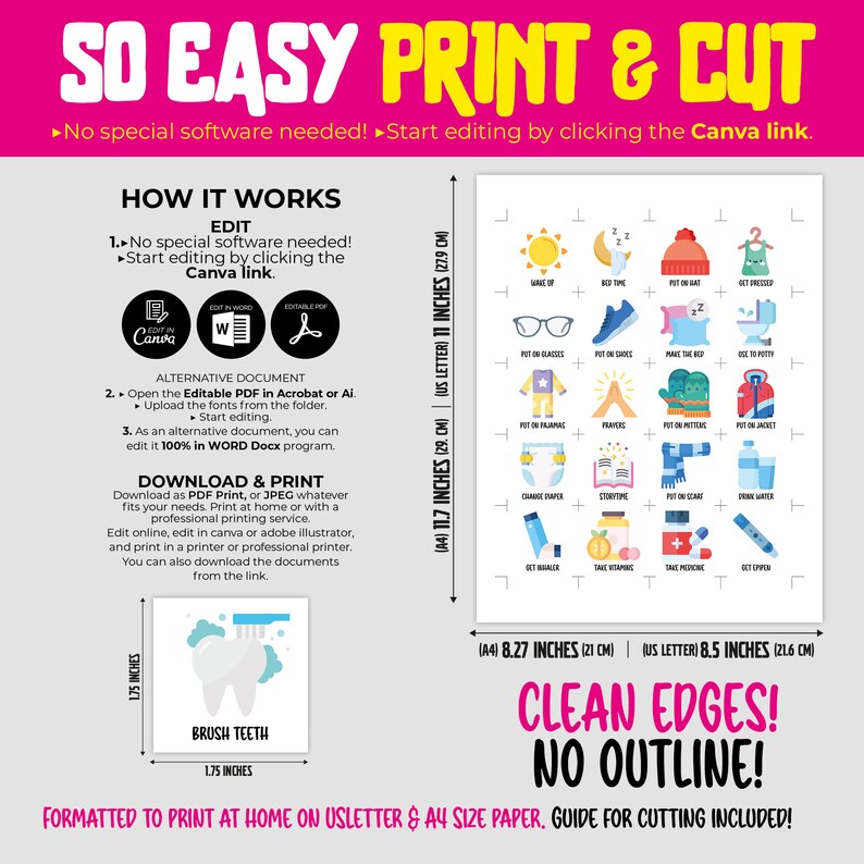 Editable Daily Routine Cards for Kids Printable Daily - Etsy Canada