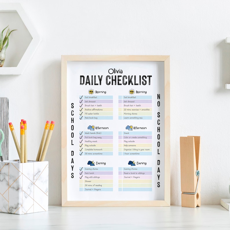 Editable Daily Checklist for Kids, Kids Responsibility Chart, Before ...