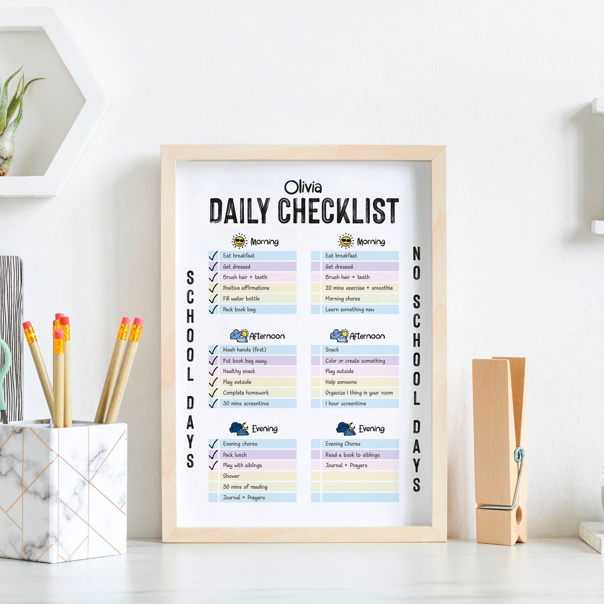 Editable Daily Checklist for Kids, Kids Responsibility Chart, Before ...
