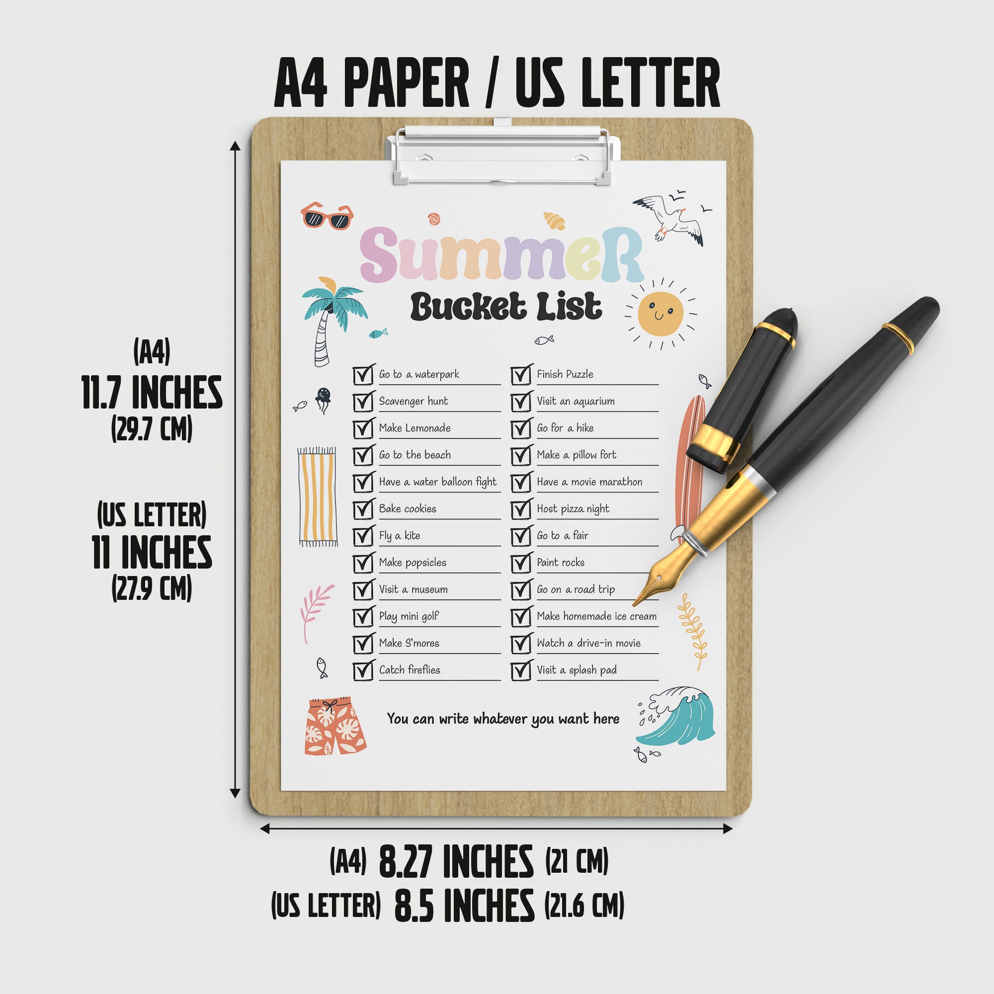 Summer Bucket List for Kids, Chart for Kids Editable, Summer Rules ...