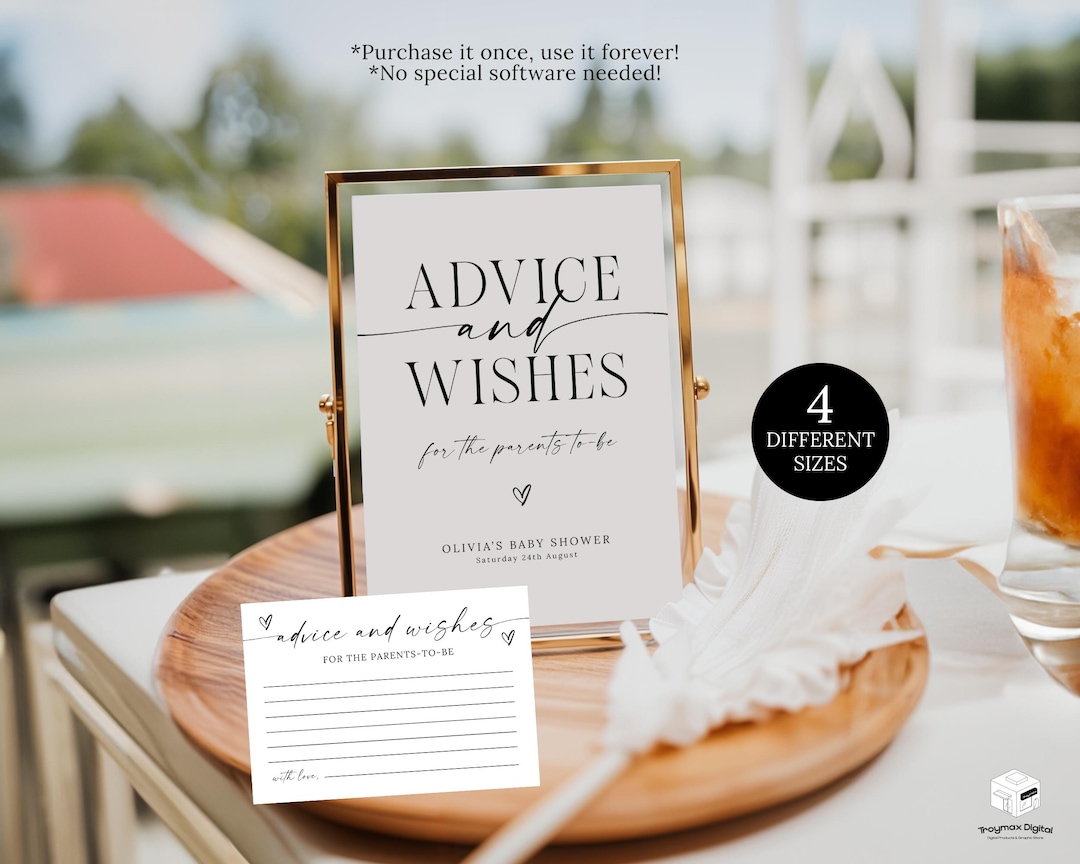 Baby Shower Advice and Wishes Sign, Advice Card Station Sign, Printable ...