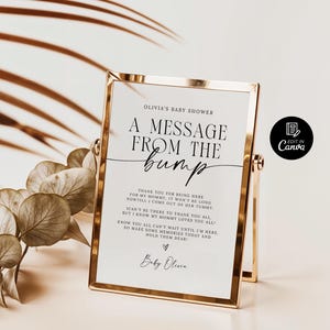 Editable Baby Bump Sign, Baby Shower Message Template, A Message From ...