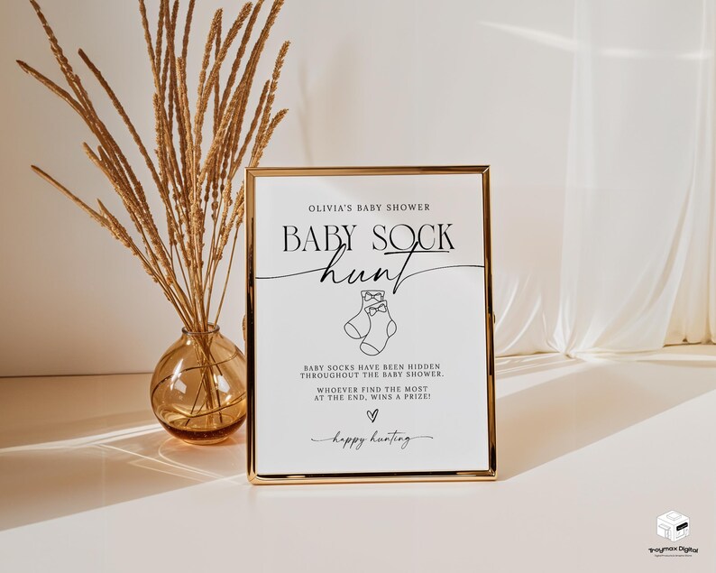 Baby Sock Hunt Baby Shower Game Sign, Baby Party Games Printable, Baby ...