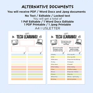 Tech Learning Planner Educational Screen Time Ideas Chart for - Etsy