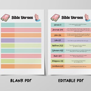 Bible Verses Chart for Kids, Bible Study Program Idea, Editable Bible ...