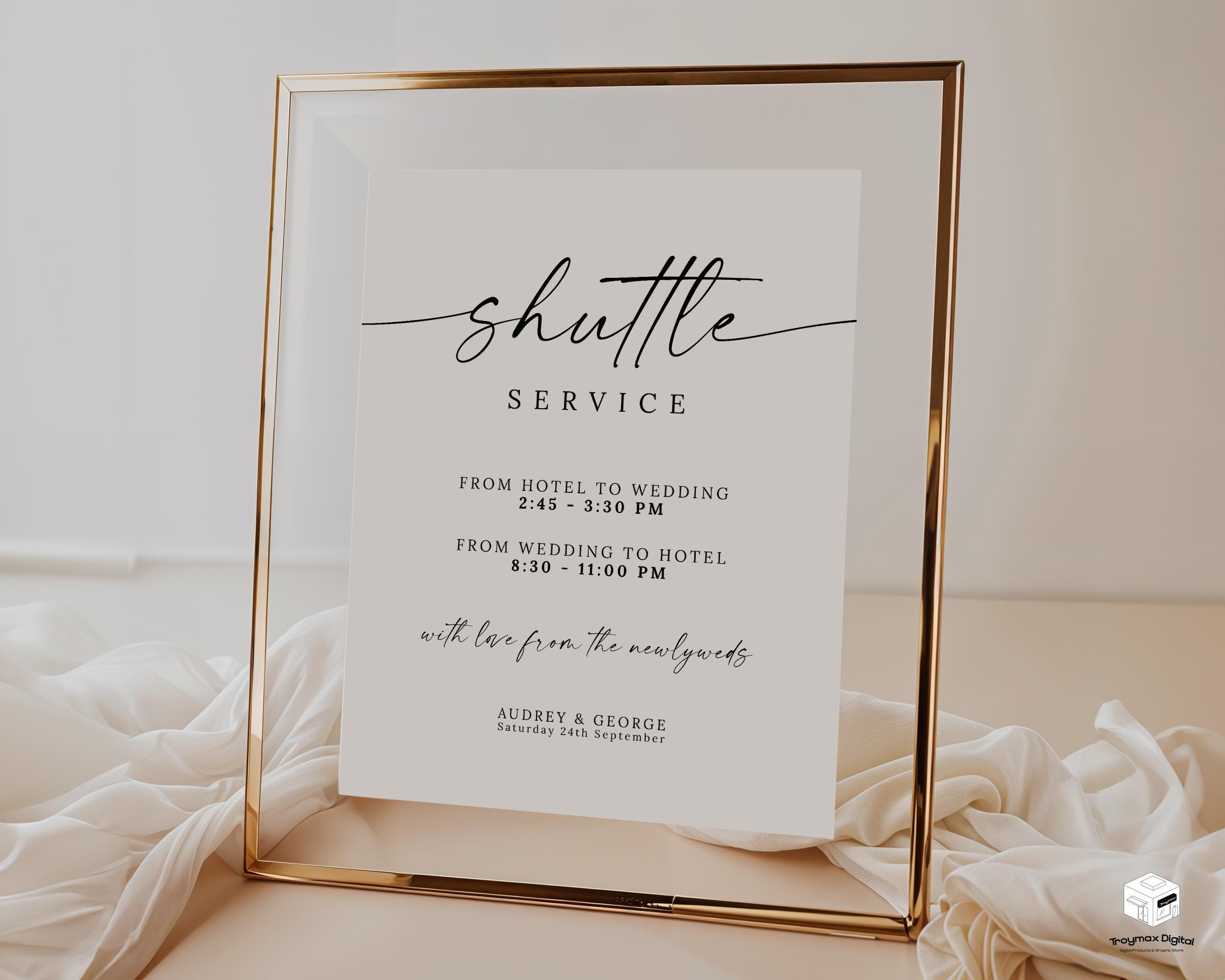 Shuttle Service Wedding Sign Template, Bridal Shower Transportation ...