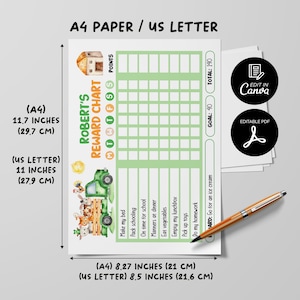 Editable Farm Animals Reward Chart, Printable Chore Chart for Kids ...