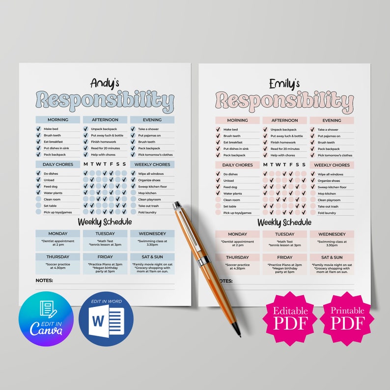 Daily Checklist Printable, Responsibility, Screen Time Checklist ...