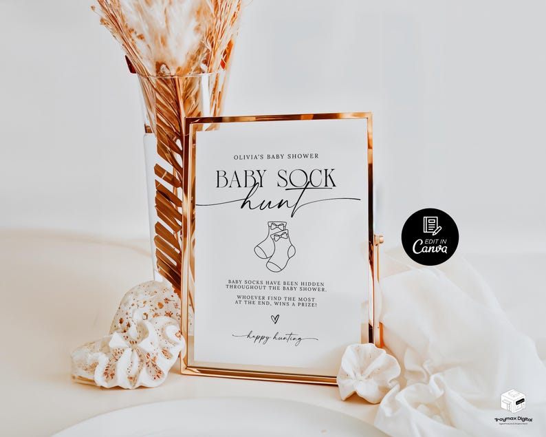 Baby Sock Hunt Baby Shower Game Sign, Baby Party Games Printable, Baby ...