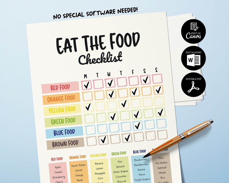 Eat the Rainbow Chart, Healthy Food Tracker, Healthy Eating, Kids ...