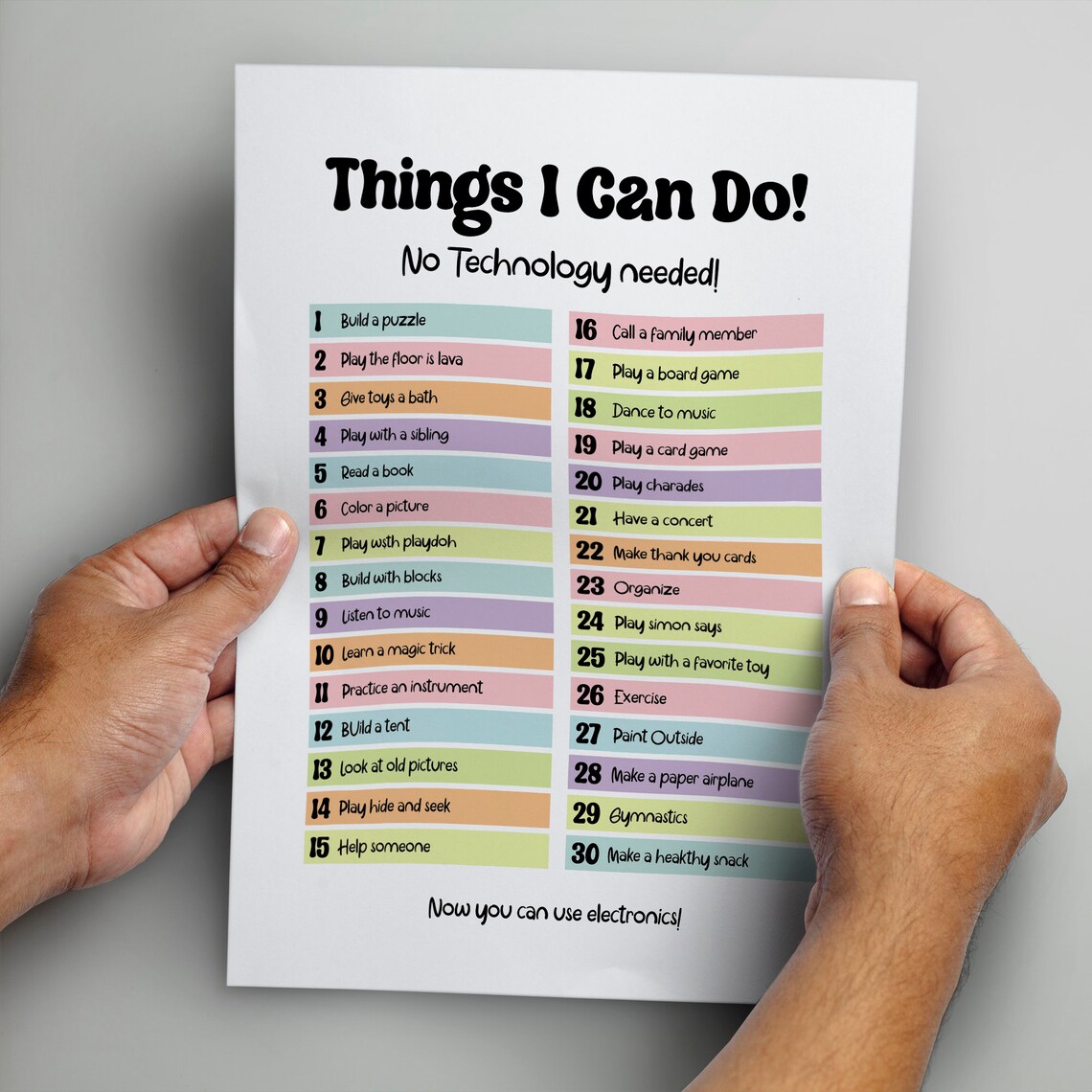 Play Inspiration Chart for Kids, Kids Daily Schedule Idea Editable ...