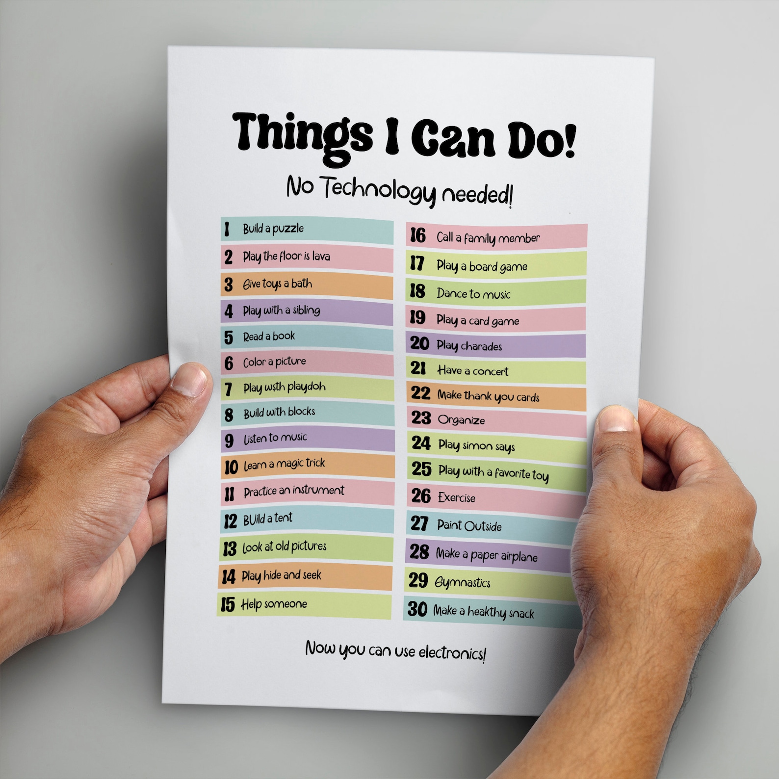 Play Inspiration Chart for Kids, Kids Daily Schedule Idea Editable ...