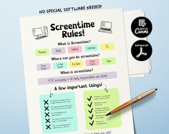 Screen Time Agreement for Kids, Editable Screen Time Agreement, Screen ...