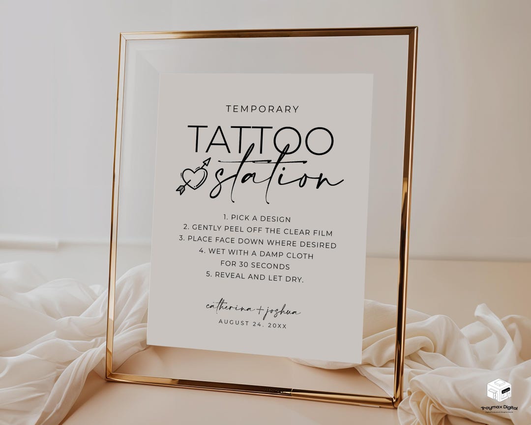 Temporary Tattoo Station Sign, Wedding Tattoo Favor Sign, Wedding ...