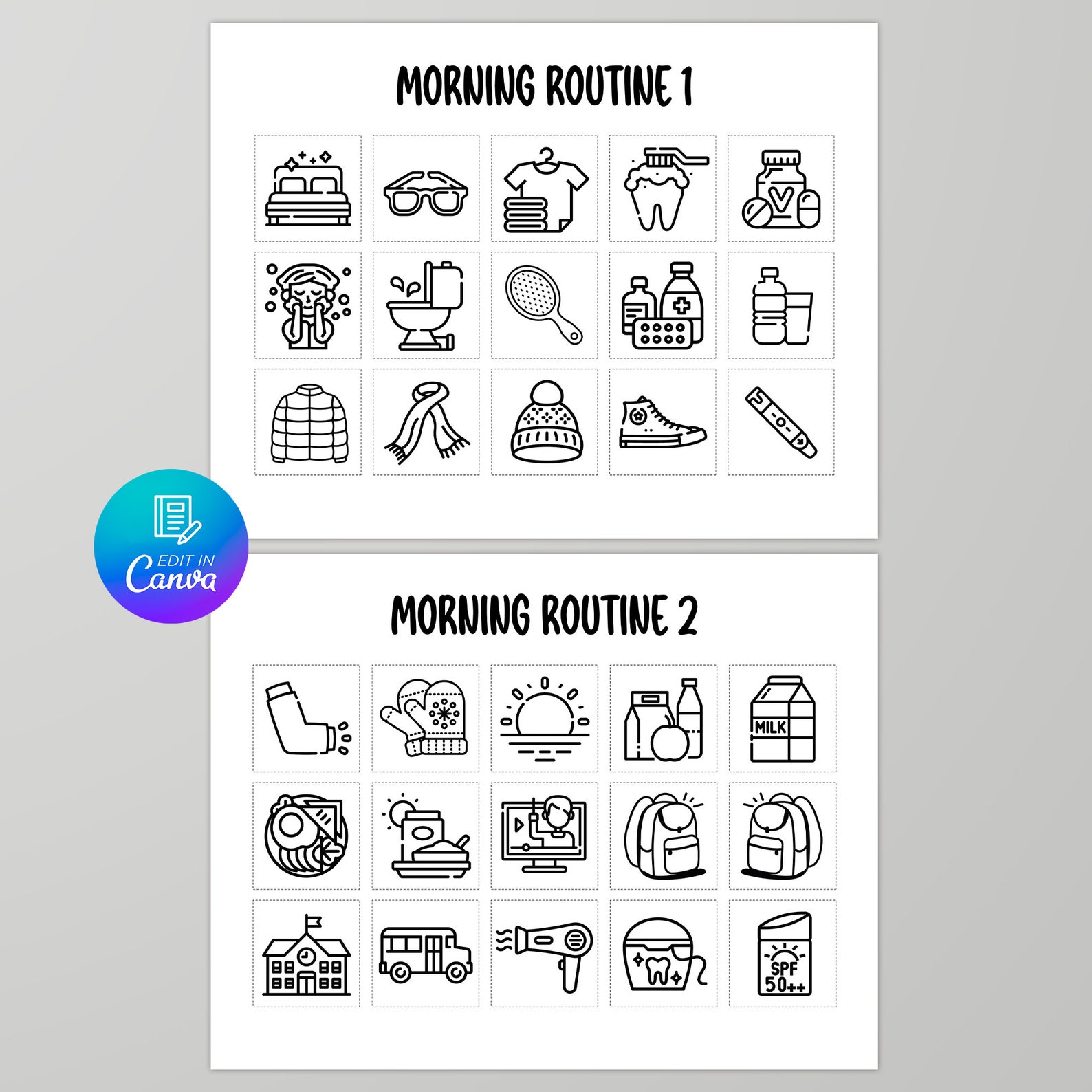 Editable Daily Routine Chart for Kids, Printable Daily Planner for Kids ...
