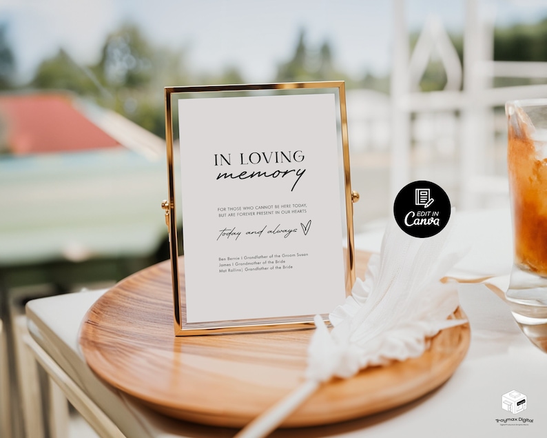 In Loving Memory of Printable Wedding, Wedding Signage Memory Table ...