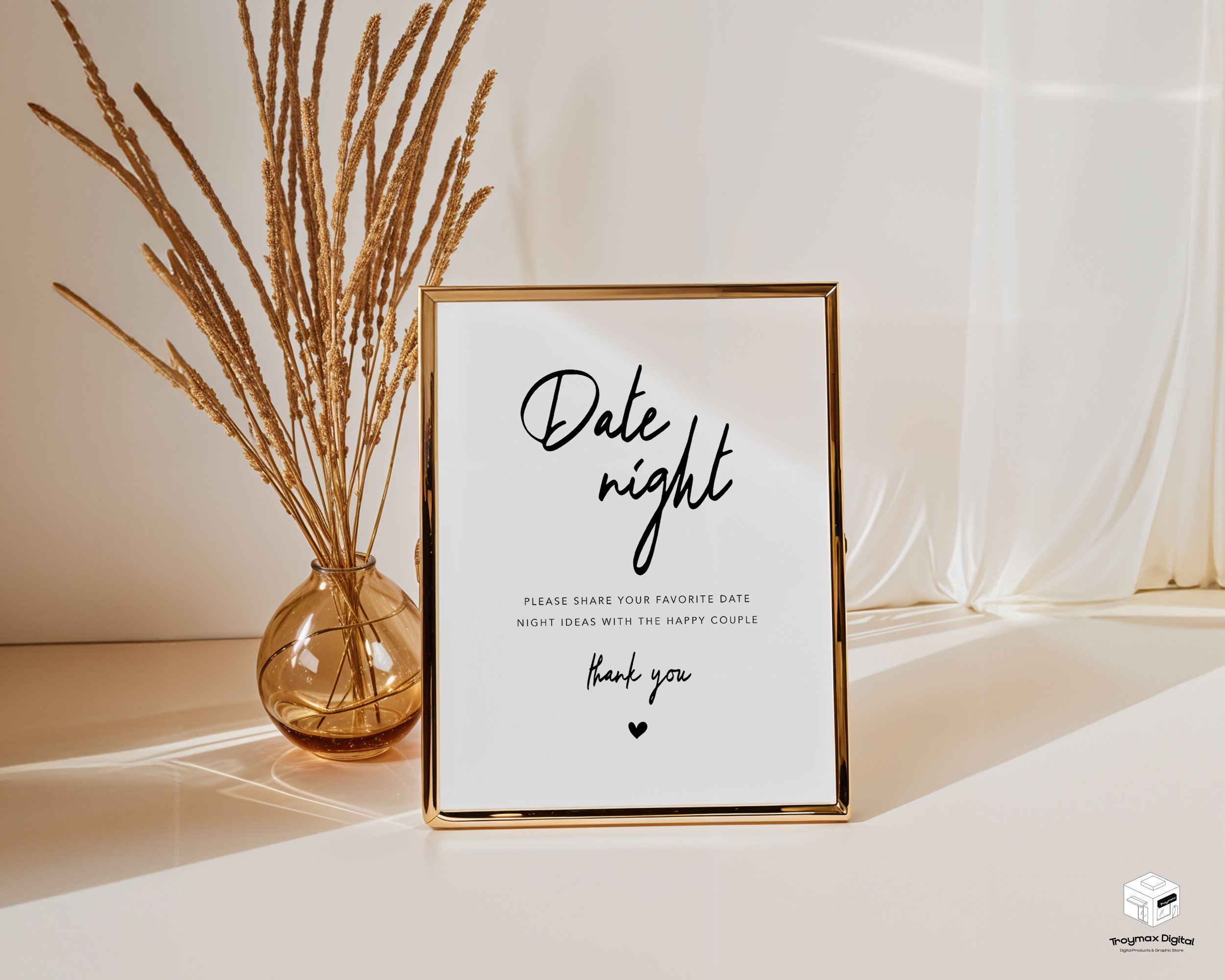 Wedding Date Night Ideas Sign Template, Date Night Ideas Sign, Bridal ...