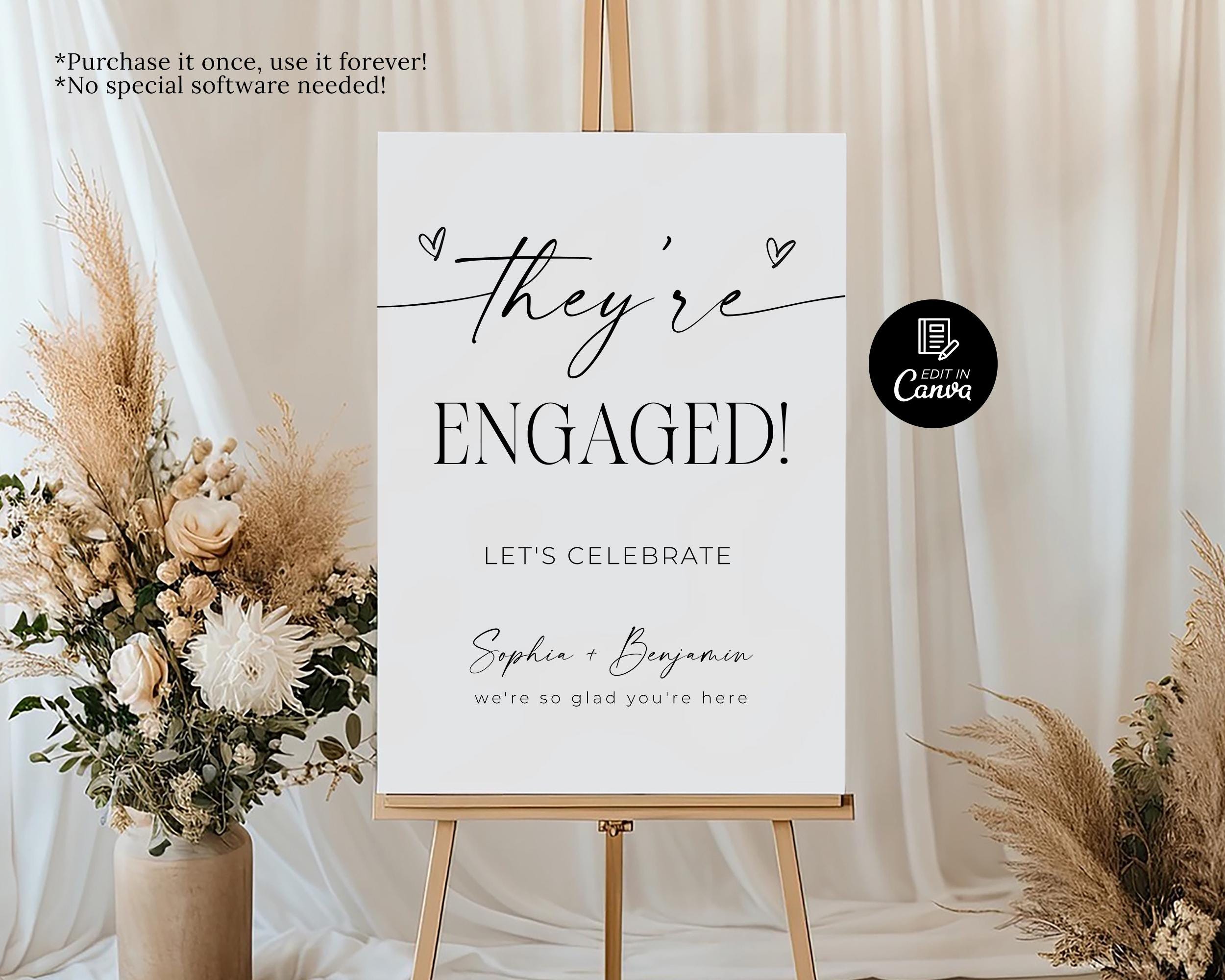 They’re Engaged Sign, Engagement Welcome Sign Template, Printable ...