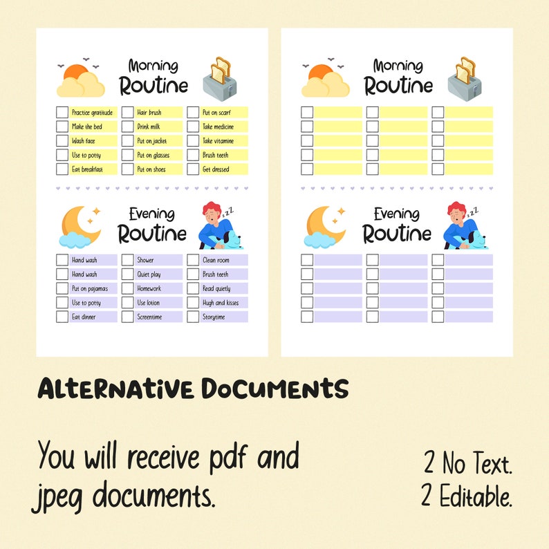 Daily Routine Chart for Kids Toddler Morning Bedtime Routine - Etsy