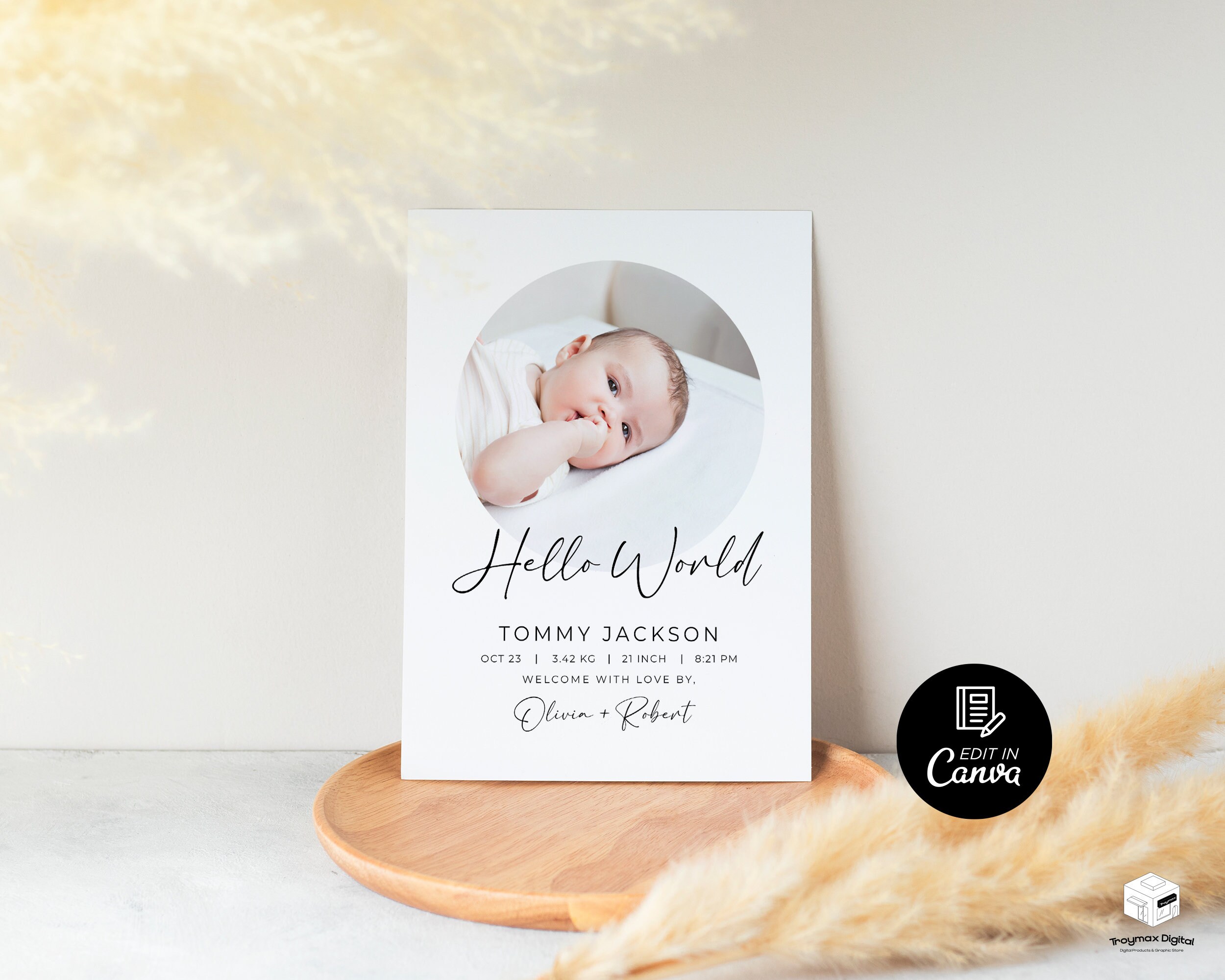Printable Birth Stats Card, Baby Announcement Parents Postcard, Welcome ...