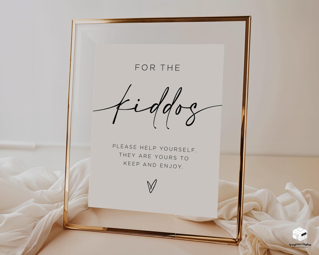 For the Kiddos Sign, Minimalist Wedding Kiddos Sign, Kids Wedding Table ...
