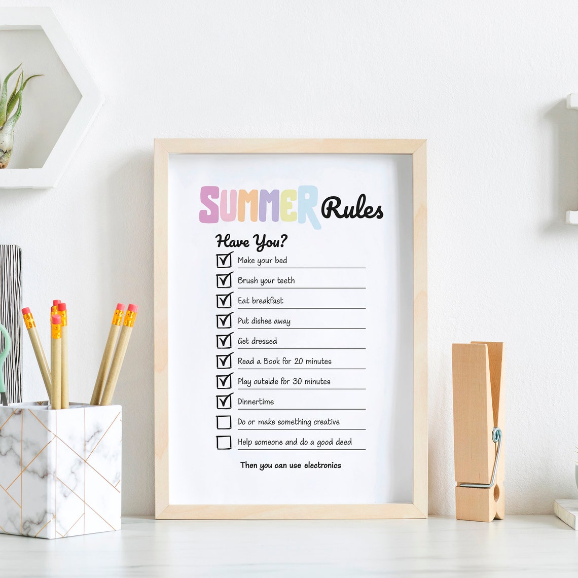 Printable Summer Rules for Kids, Summer Chart for Kids Editable, Summer ...