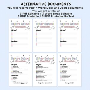 Editable Schoolday Checklist for Kids, Daily Routine, Before School ...