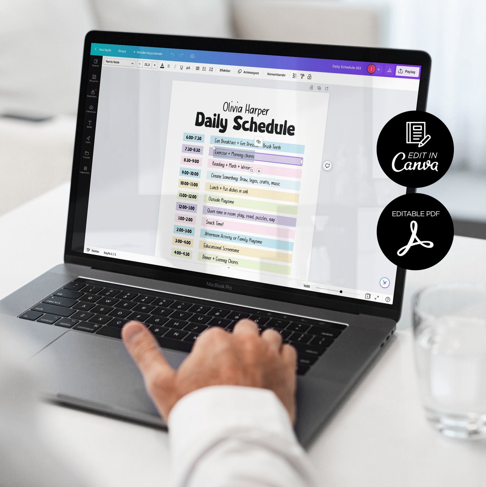 Editable Daily Schedule for Kids, Printable Daily Planner for Kids ...