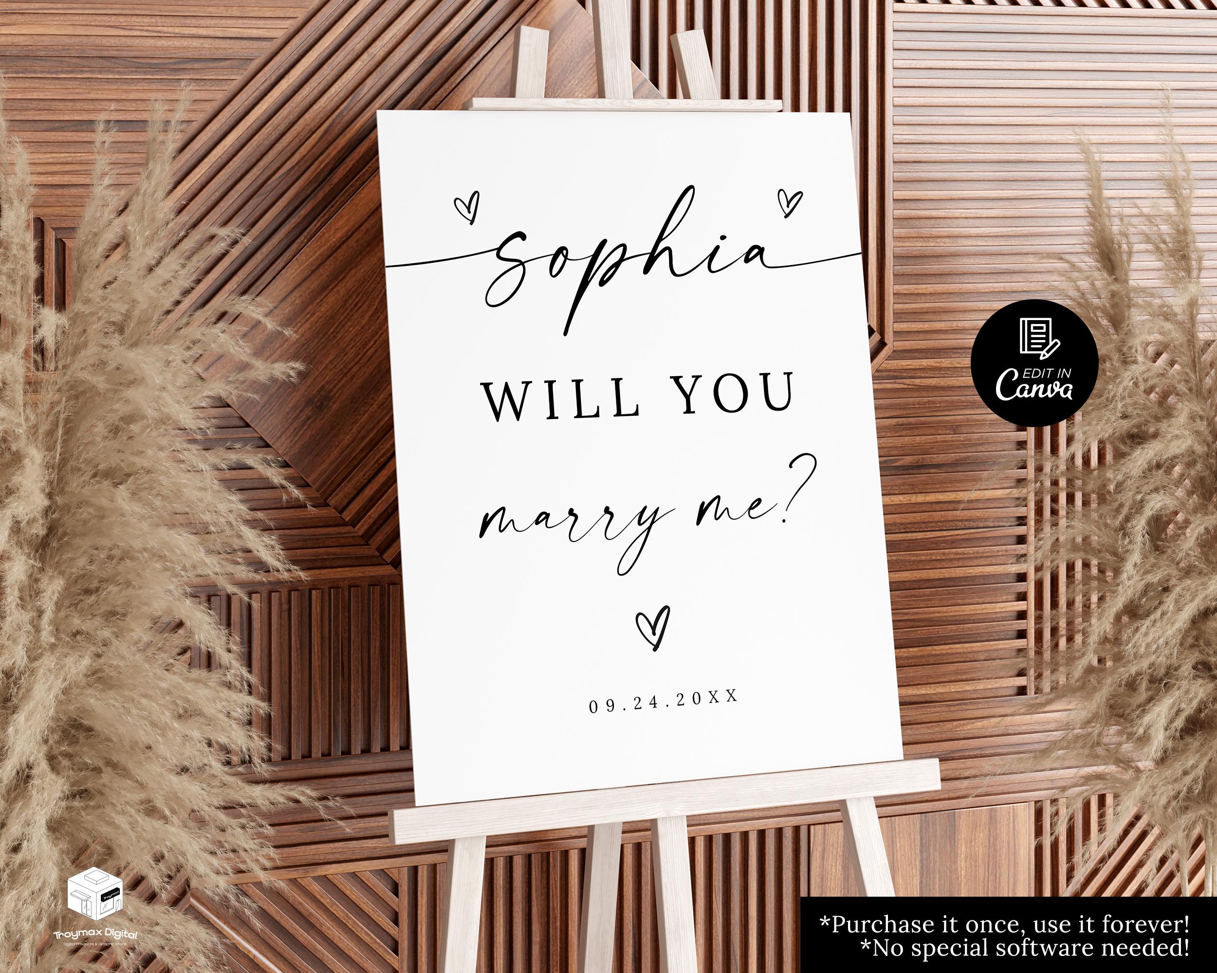 Will You Marry Me Sign Template, Minimalist Proposal Sign Template ...