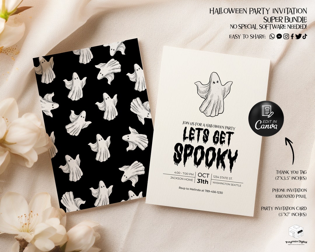 Scary Party Invitation Template, Ghost Face Party, Halloween Phone ...