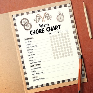 Editable Daily Chore Chart, Cute Racing Car Theme Behavior Chart for ...