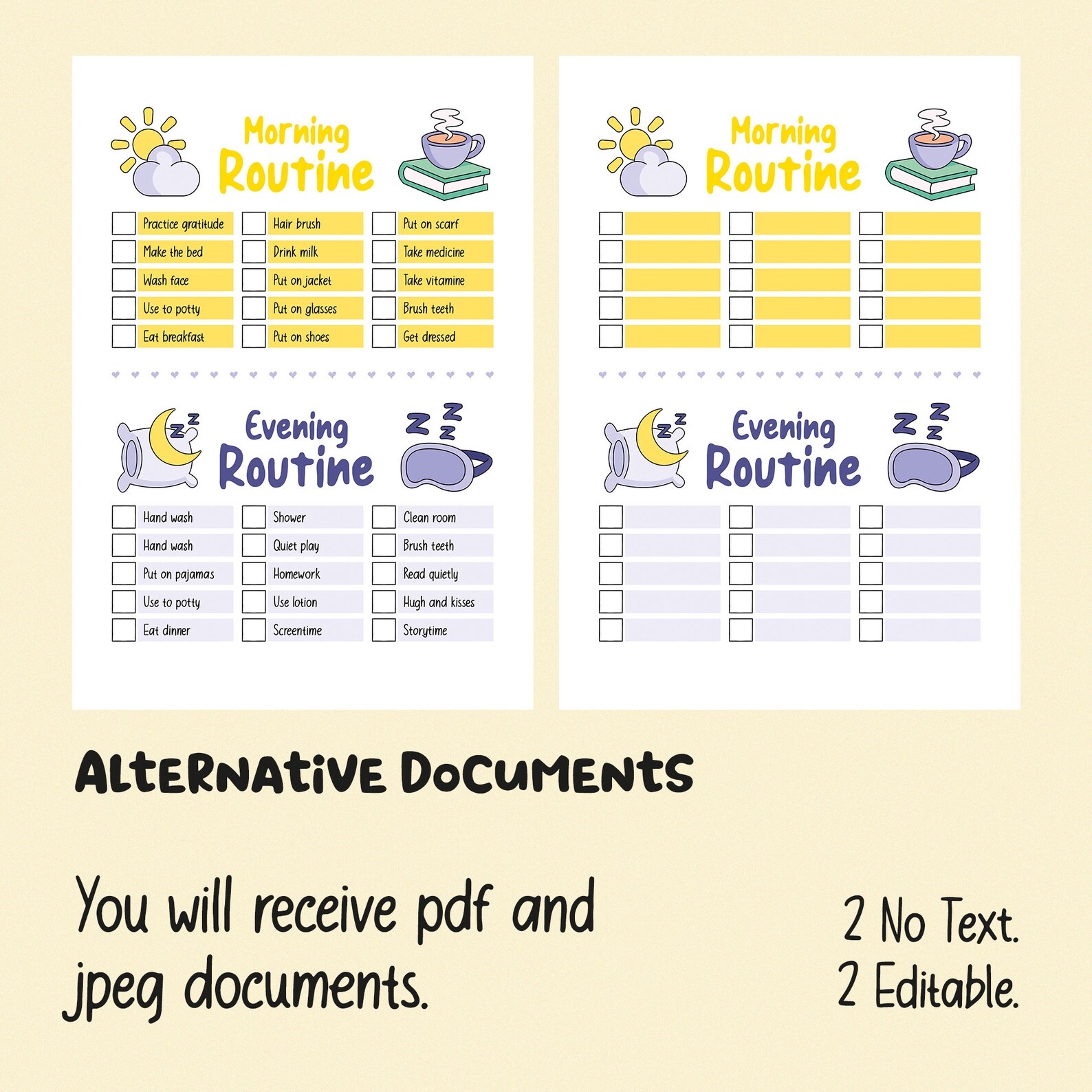 Daily Routine Chart for Kids Toddler Morning Bedtime Routine - Etsy