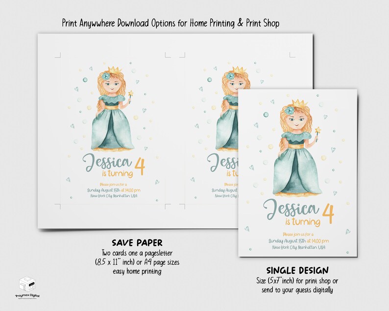 Cinderella Birthday Party Invitation Template for Kids, Editable ...