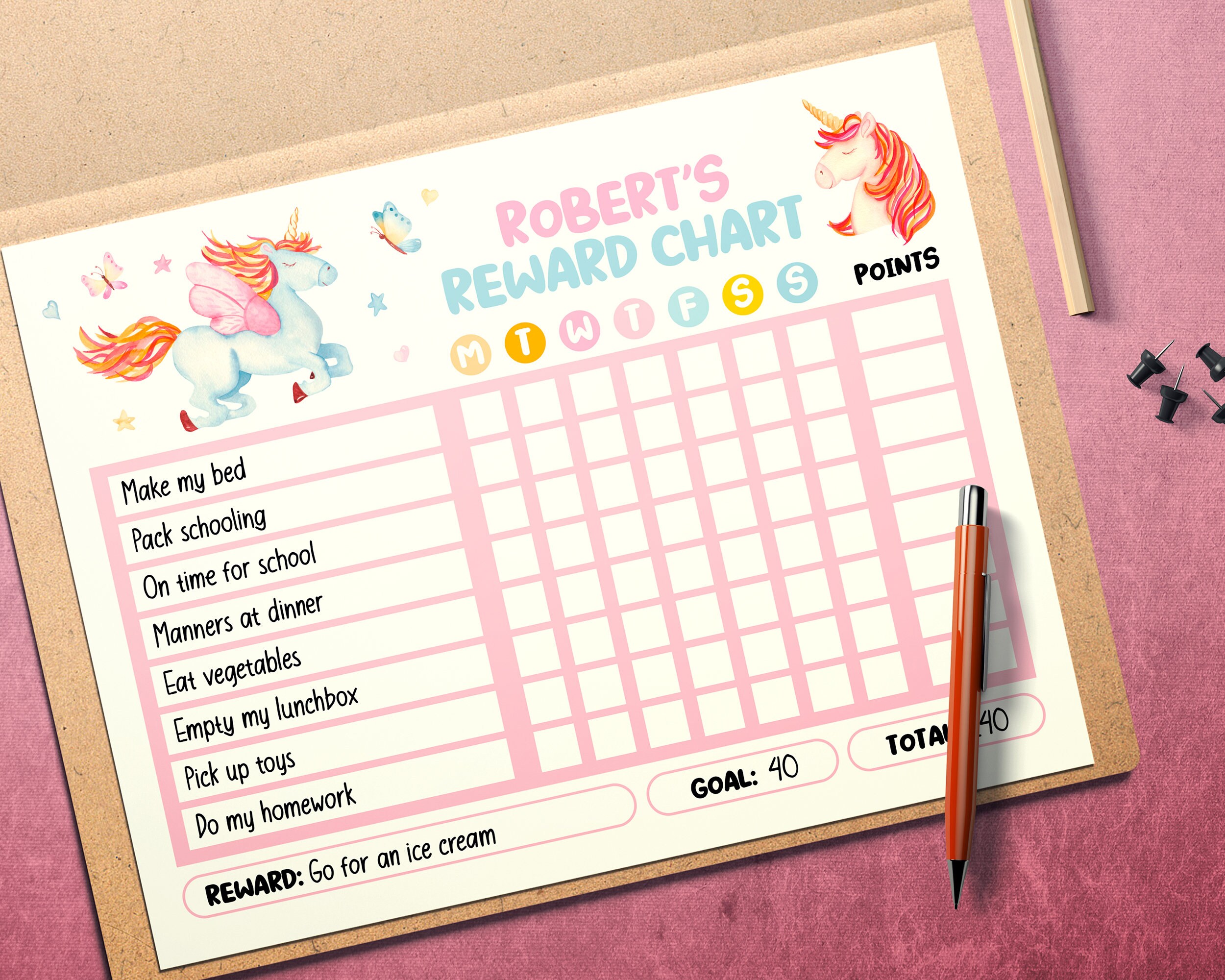 Editable Little Pony Reward Chart for Girls, Printable Chore Chart ...