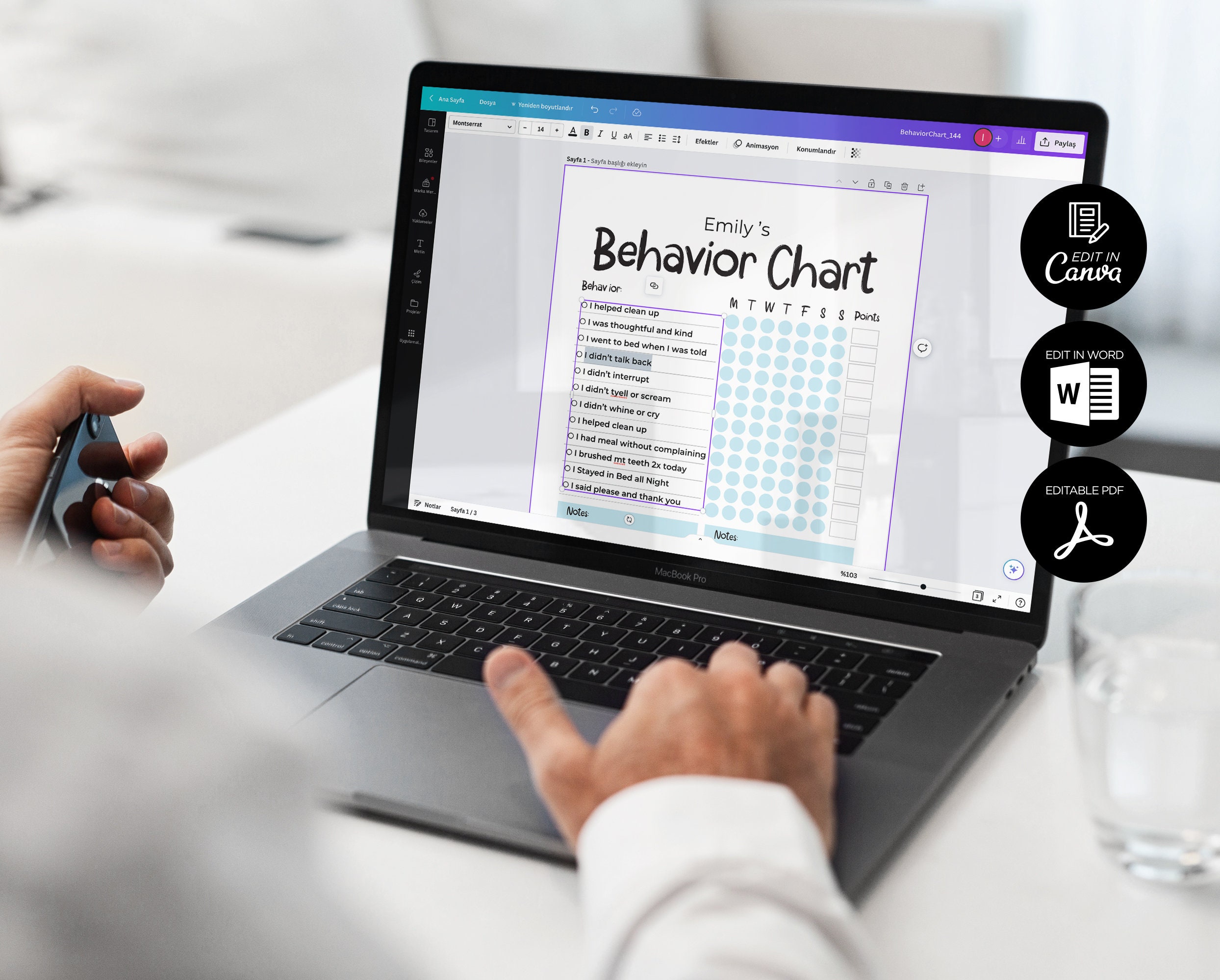 Editable Behavior Chart for Kids, Good Behavior Tracking, Printable ...