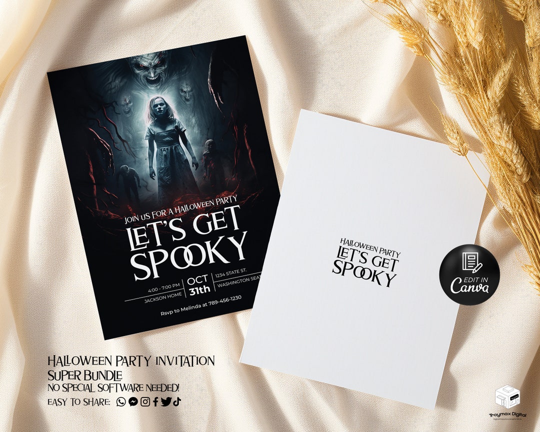 Editable Scary Party Invite Template, Exorcist Party, Halloween Phone ...