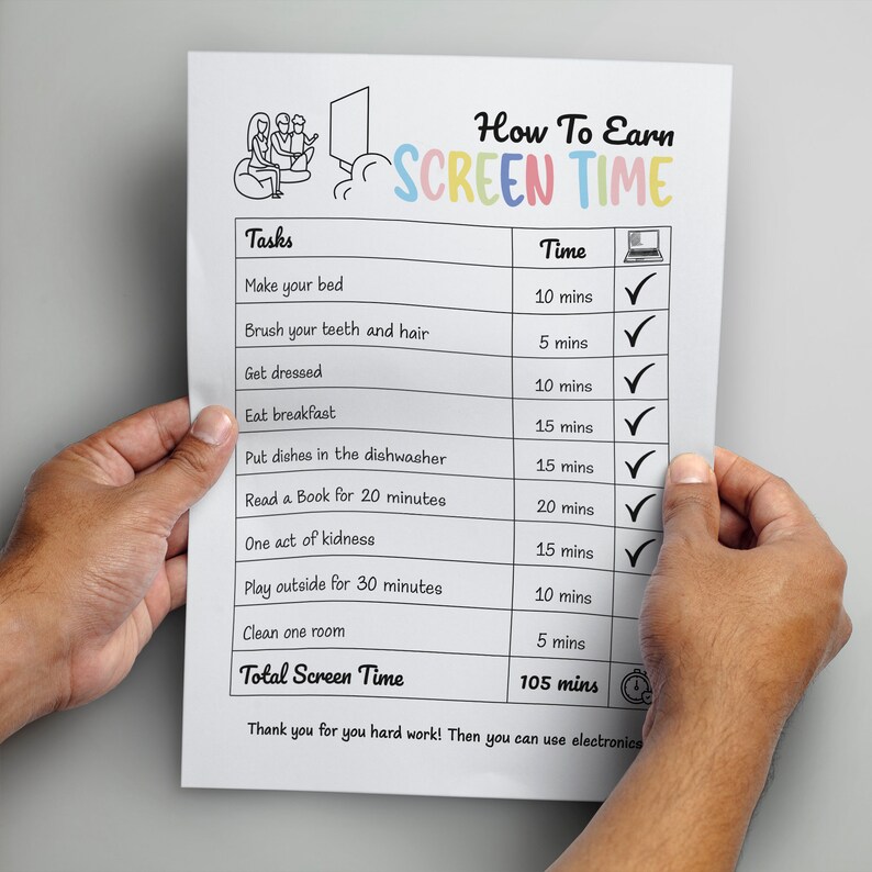 Screen Time Chart Checklist Editable, Daily Screen Time Schedule ...