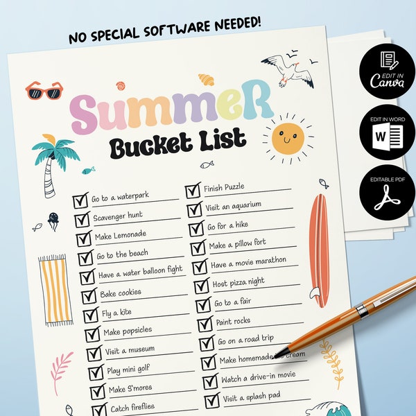 Summer Bucket List - Etsy