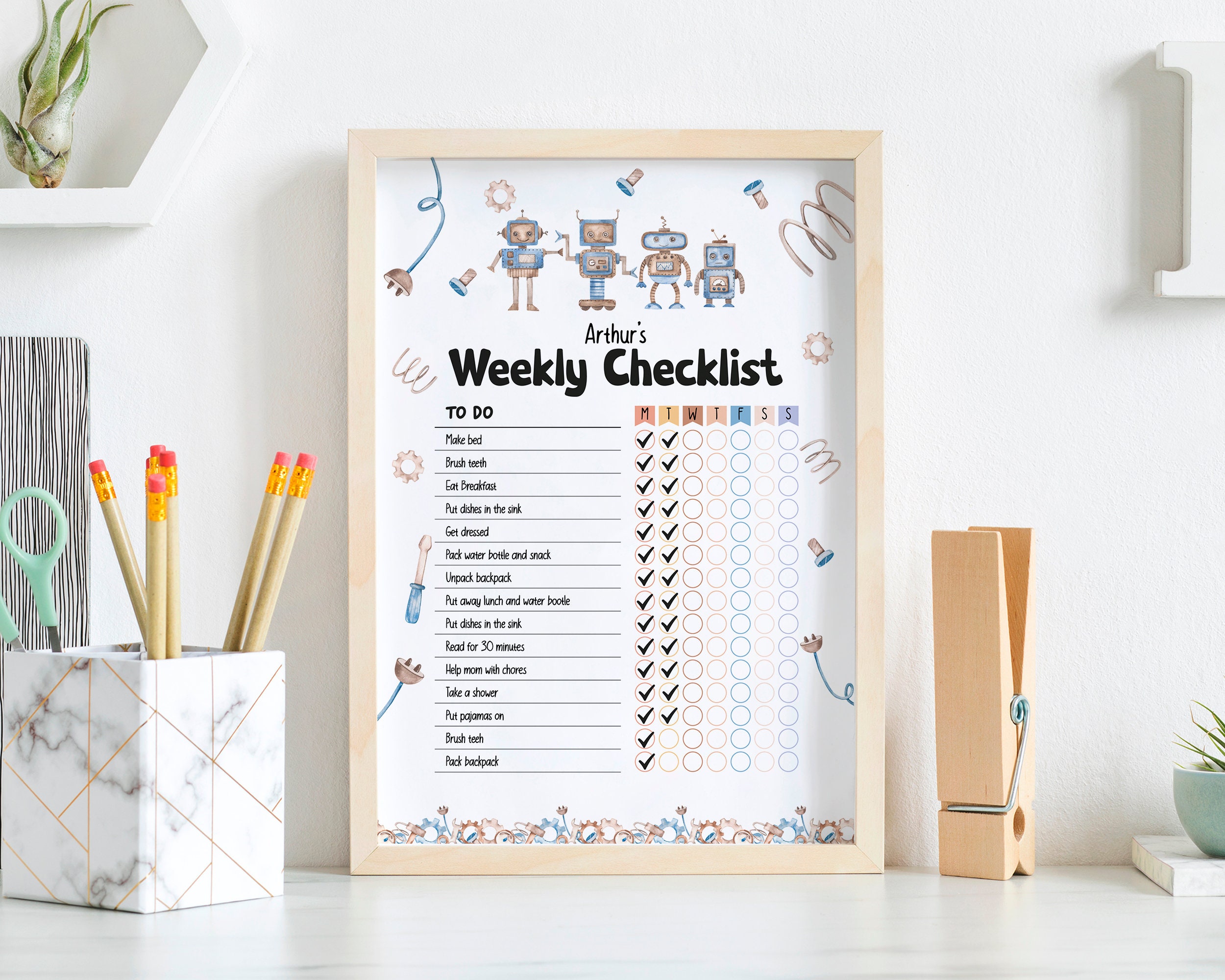 Printable Checklist for Kids, Daily Planner for Kids, Weekly Checklist ...