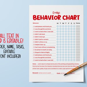 Editable Behavior Reward Chart for Kids, Good Behavior Tracking ...
