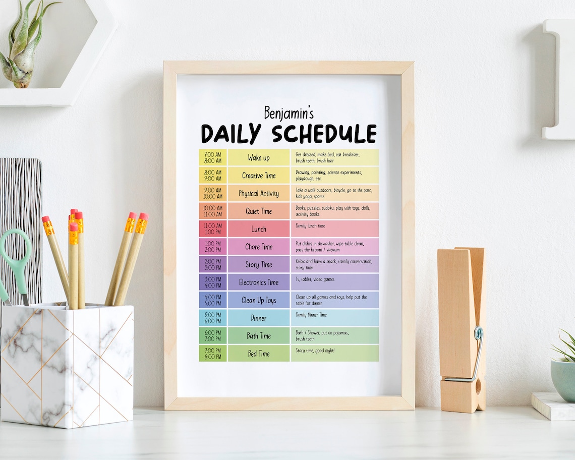 Editable Colorful Daily Schedule for Kids, Printable Daily Planner for ...