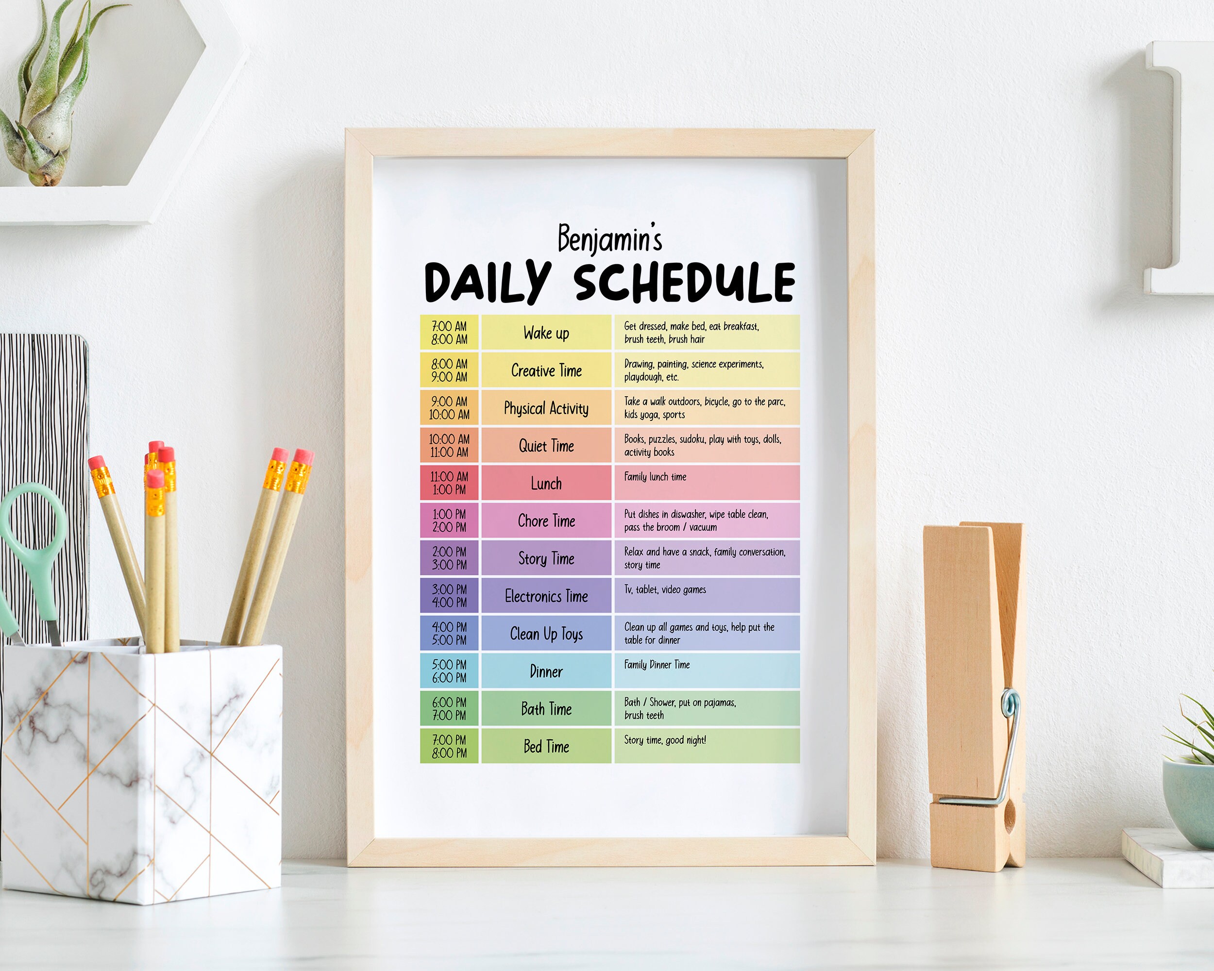 Editable Colorful Daily Schedule for Kids, Printable Daily Planner for ...