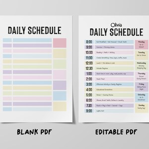 Editable Daily Schedule for Kids, Printable Daily Planner for Kids ...