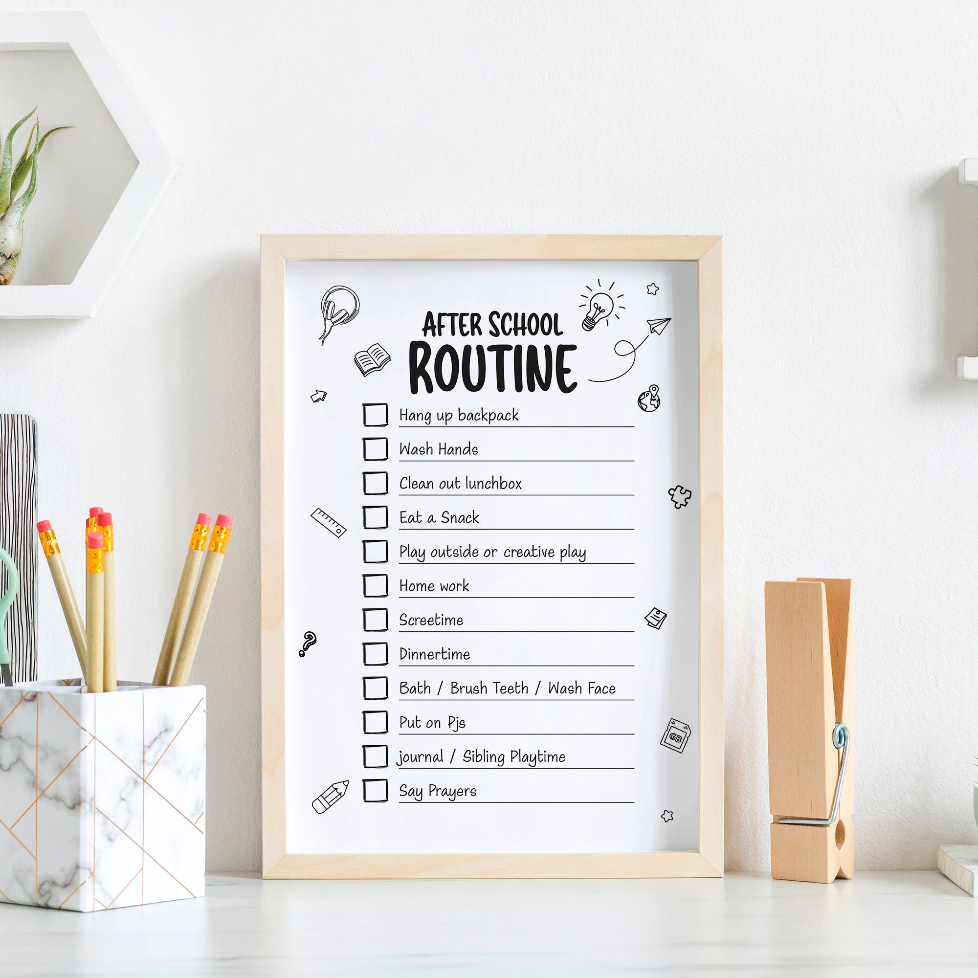 Daily Checklist, After School Routine Chart for Kids Printable, Reward ...