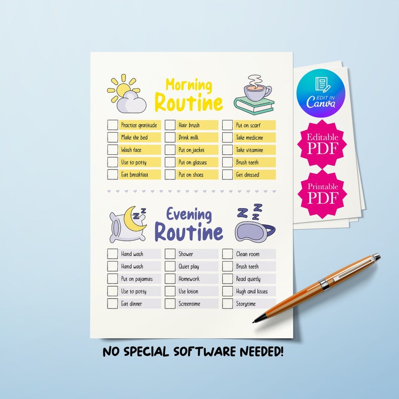 Daily Routine Chart for Kids Toddler Morning Bedtime Routine - Etsy
