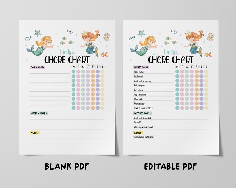 Editable Daily Chore Chart for Kids, Printable Daily Planner for Kids ...