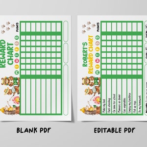 Editable Camping Animals Reward Chart, Printable Chore Chart for Kids ...