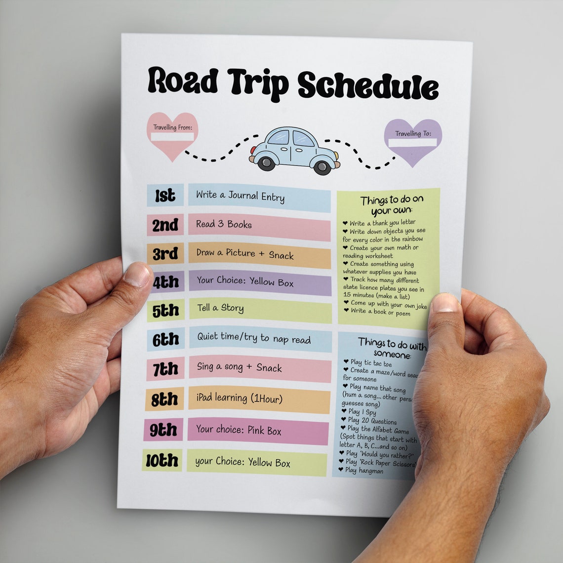 Road Trip Schedule, Road Trip Travel Activities for Kids, Editable Road ...