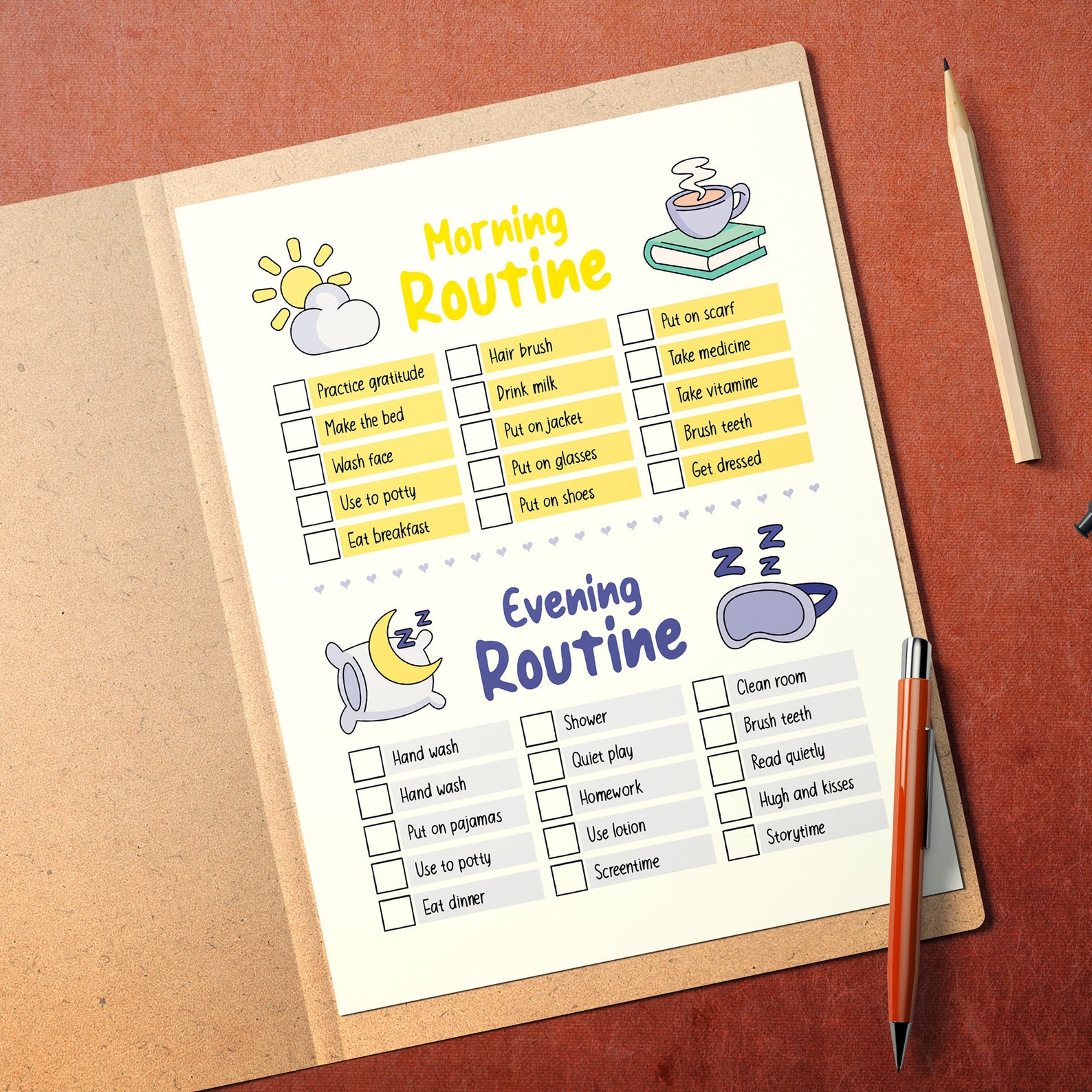 Daily Routine Chart for Kids Toddler Morning Bedtime Routine - Etsy