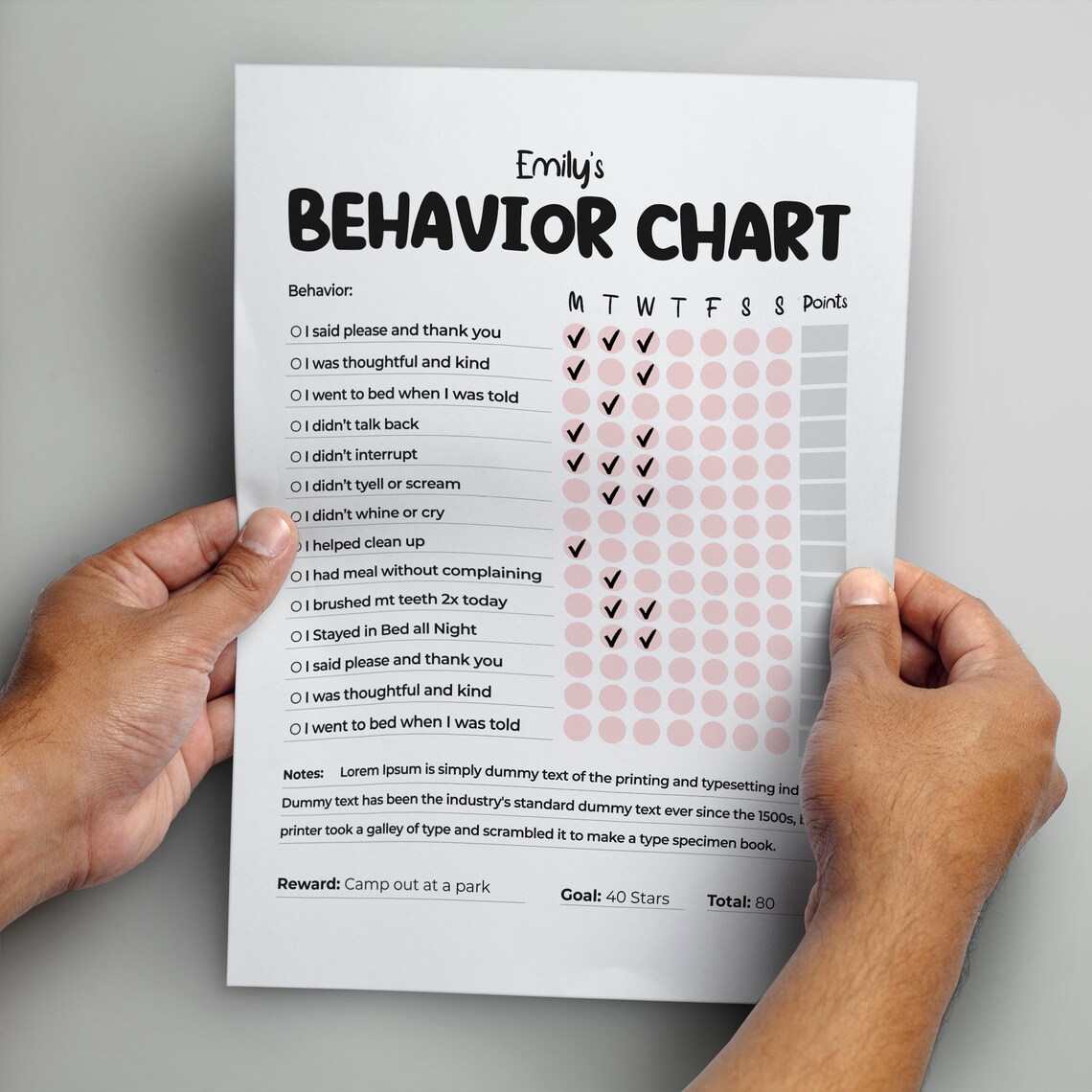 Editable Behavior Reward Chart for Kids, Good Behavior Tracking ...